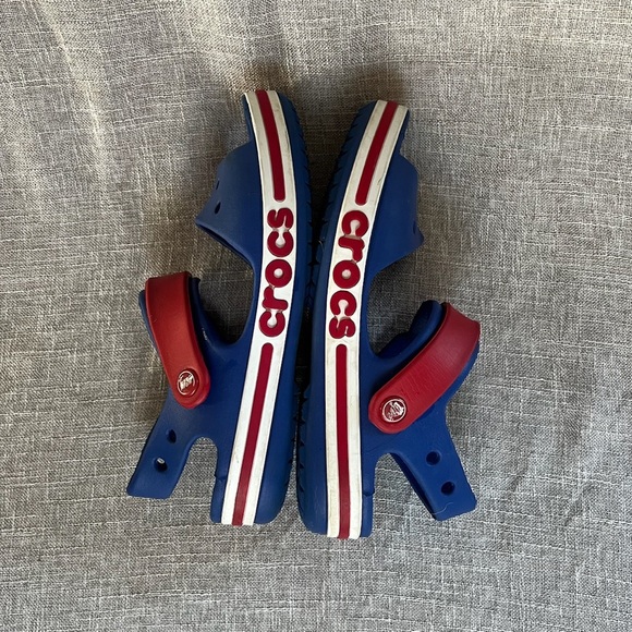 CROCS | Shoes | Crocs Kid Velcro Sandal Size Redwhite Blue | Poshmark